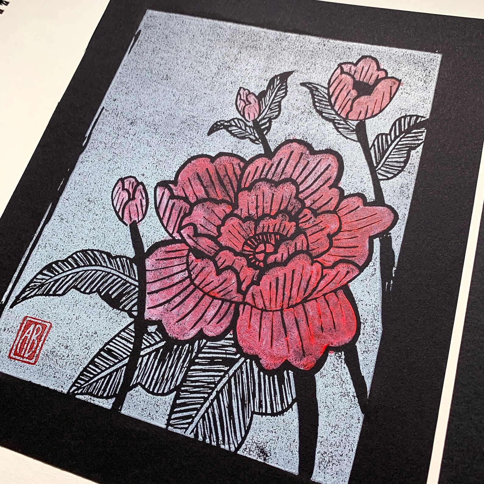 Peony Linocut Print, Peony Art, Floral Art, Wall Art, Flower Wall Decor ...