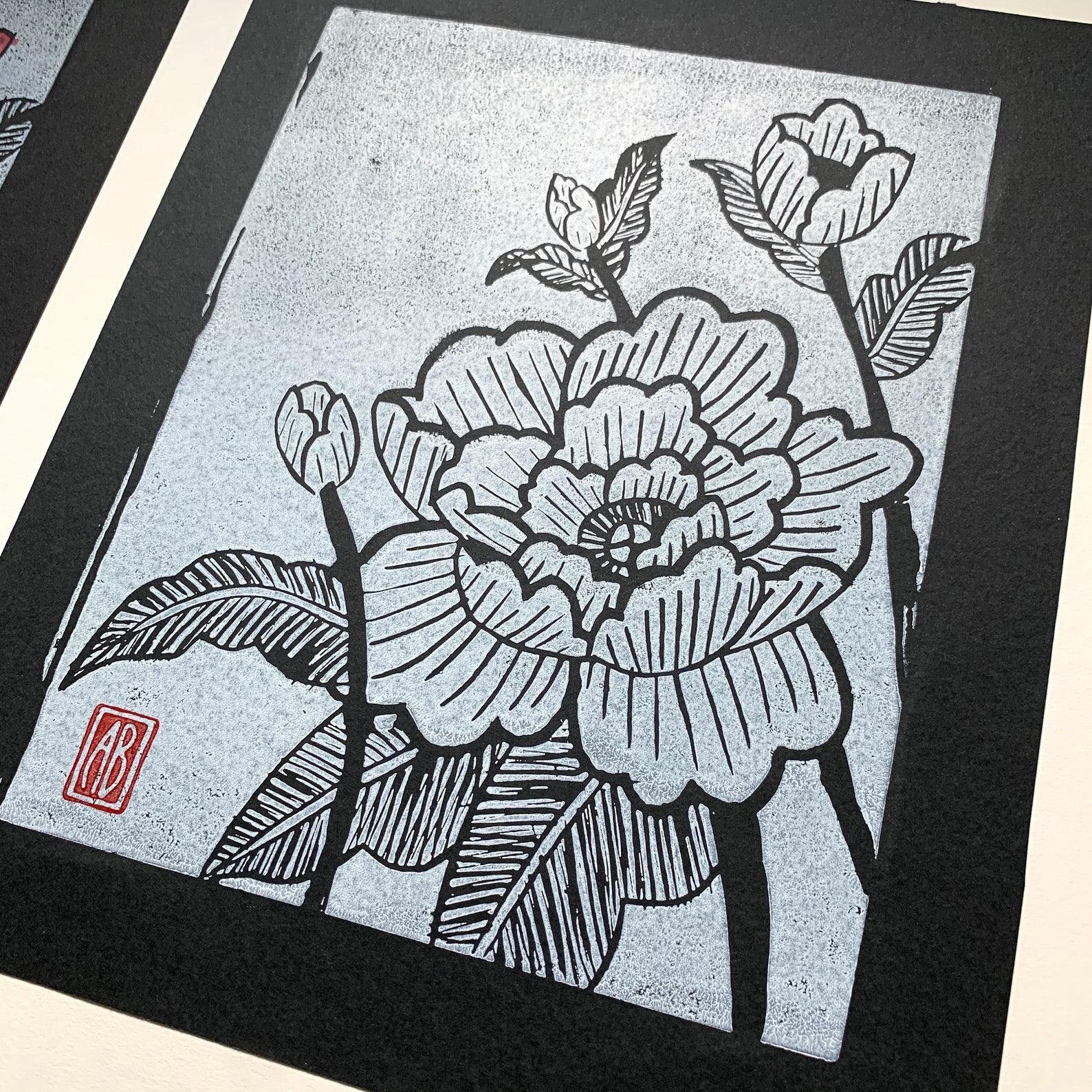 Peony Linocut Print, Peony Art, Floral Art, Wall Art, Flower Wall Decor ...