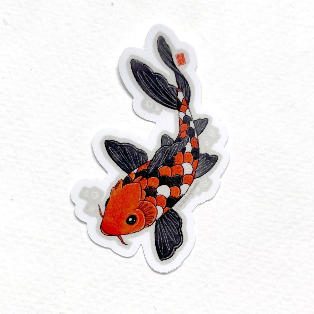 Koi Fish Laptop Stickers, Watercolor Art Stickers, Japanese Art ...