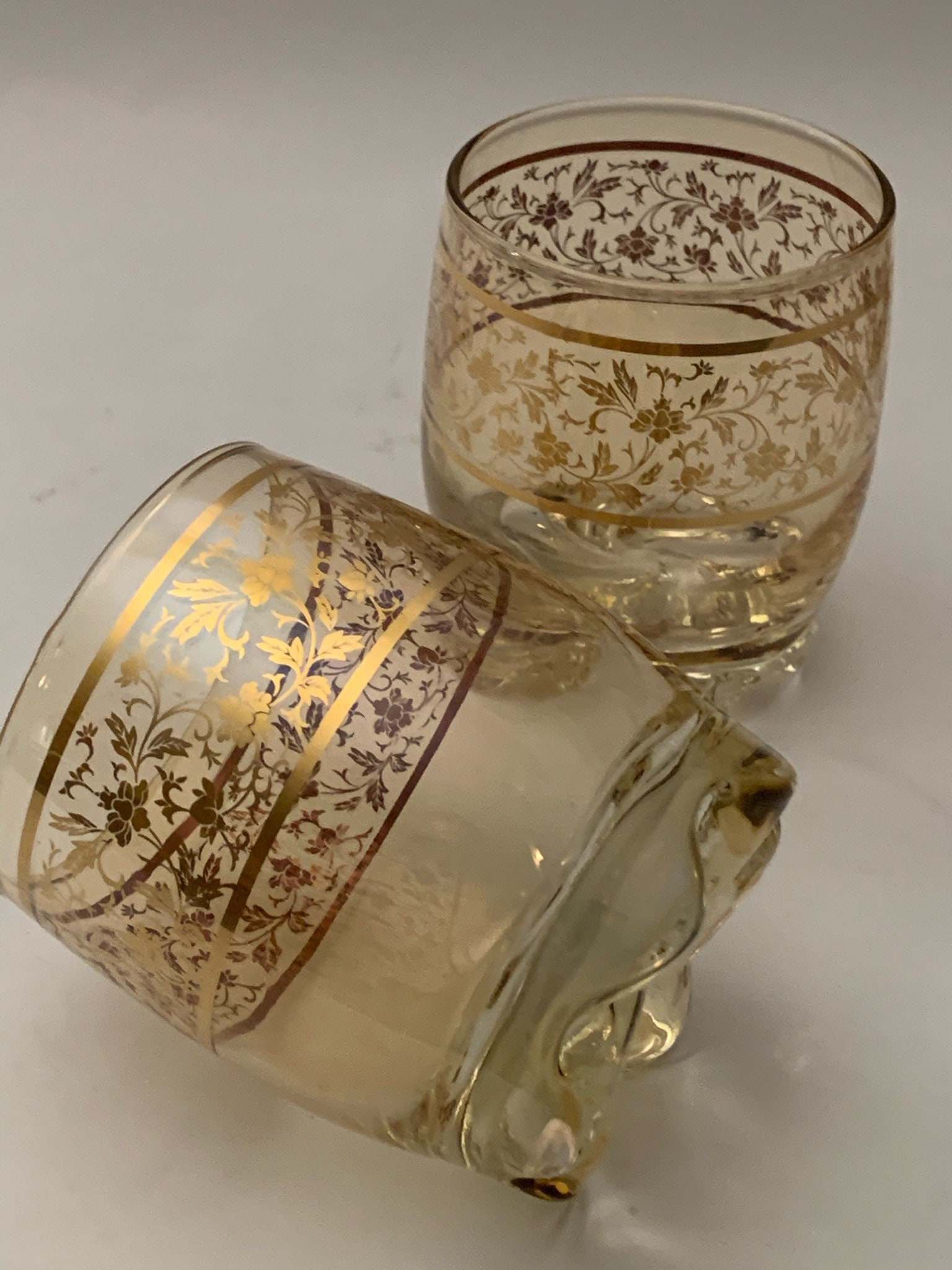 Exquisite Amber and Gold Old Fashion / Cocktail glasses Set | Etsy