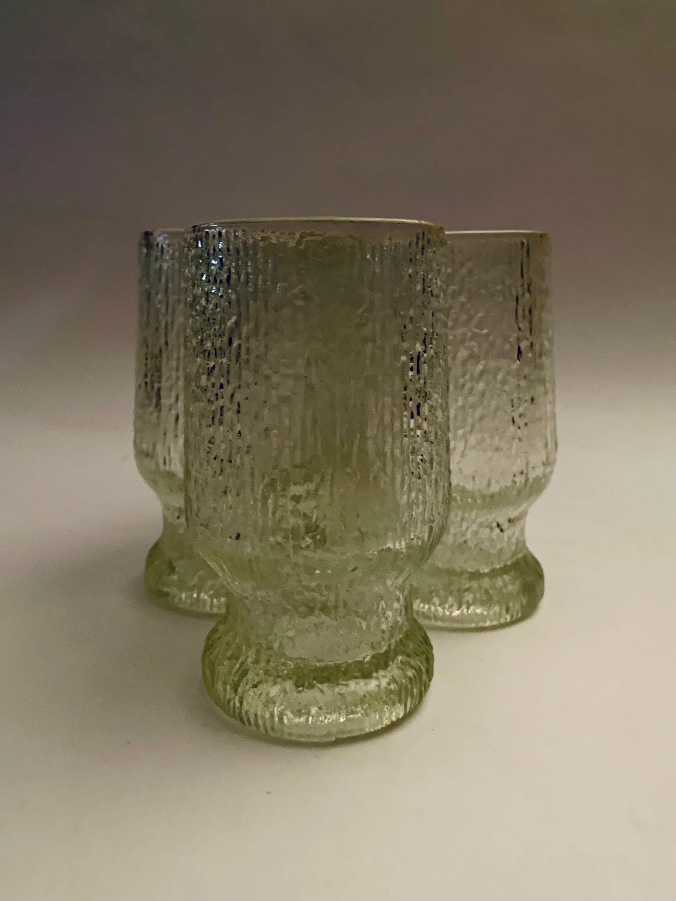 Vintage Indiana Glass Crystal Ice Textured Pedestal Juice Glasses - Set ...