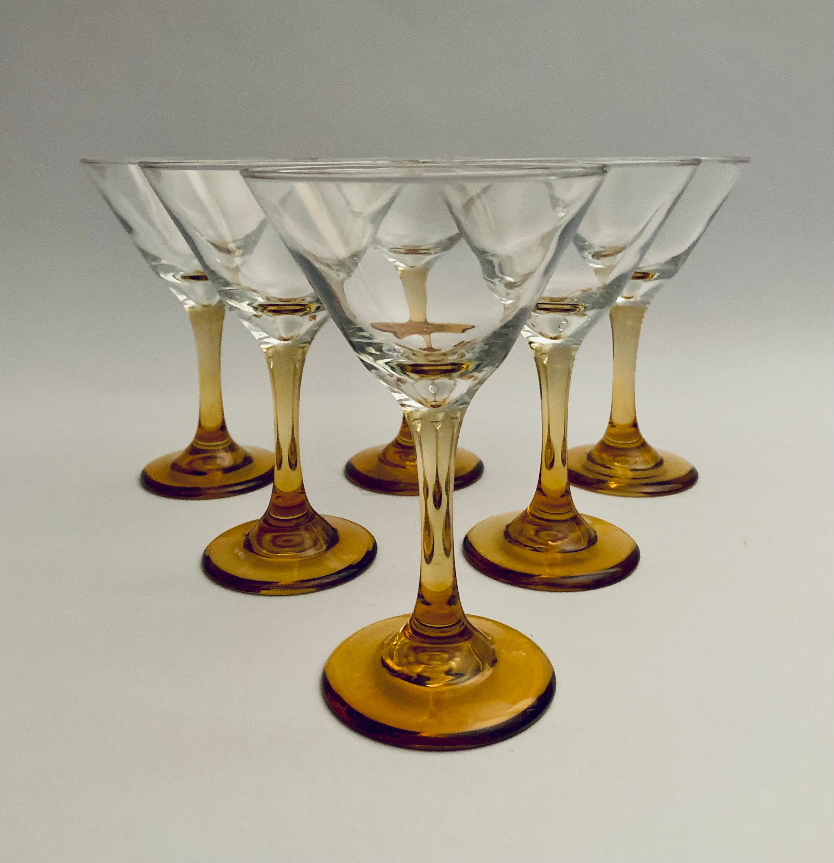 Drink & Barware Home & Living Set of 6 Vintage Amber Cocktail Martini ...