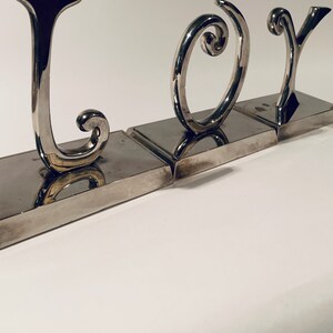 Vintage Heavy Pottery Barn “JOY” Fireplace Mantle Stocking Holders ...