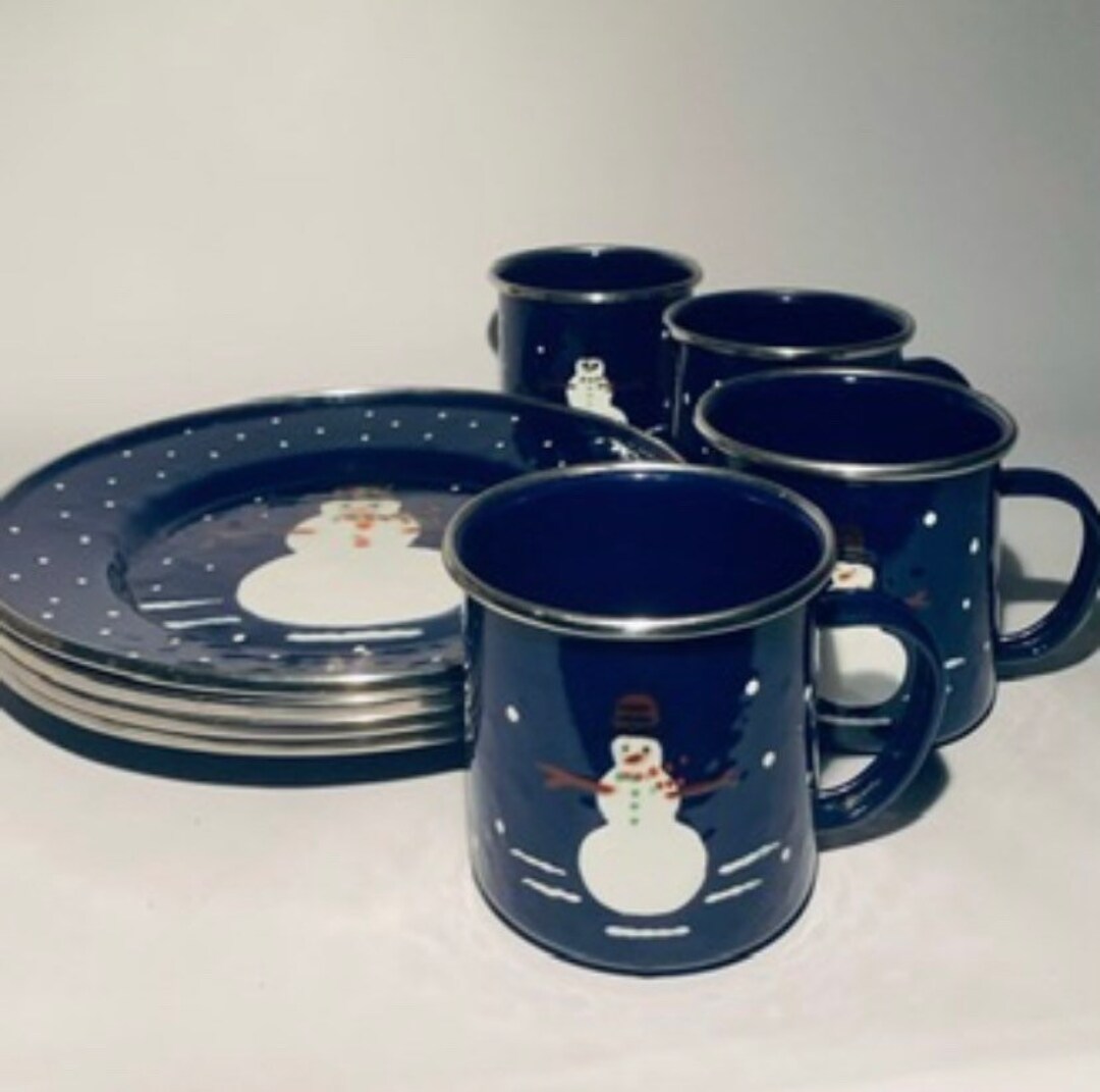 Vintage 1997 Golden Rabbit II Denise Harvey Enamel Snowman (4) Plates ...