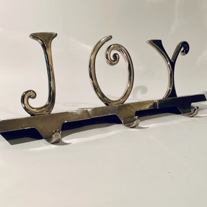 Vintage Heavy Pottery Barn “JOY” Fireplace Mantle Stocking Holders ...