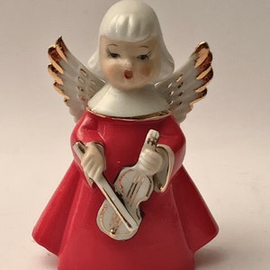 Vintage Handpainted Christmas Angel Figurines Playing Musical ...