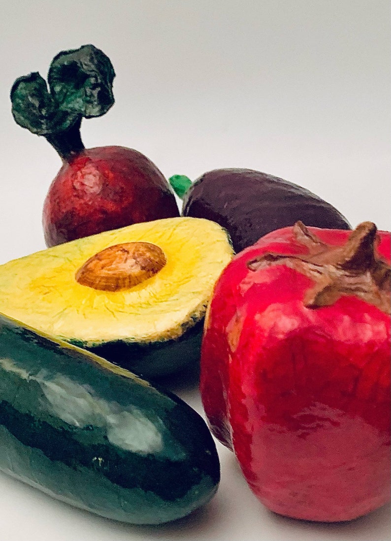 Vintage Hand Painted Paper Mache Vegetables Set of 5 - Etsy