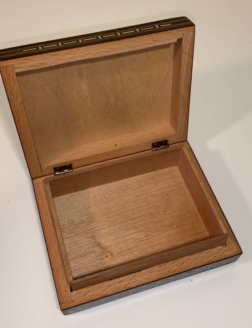 Vintage Handmade Marquetry Inlaid Wooden Box - Etsy