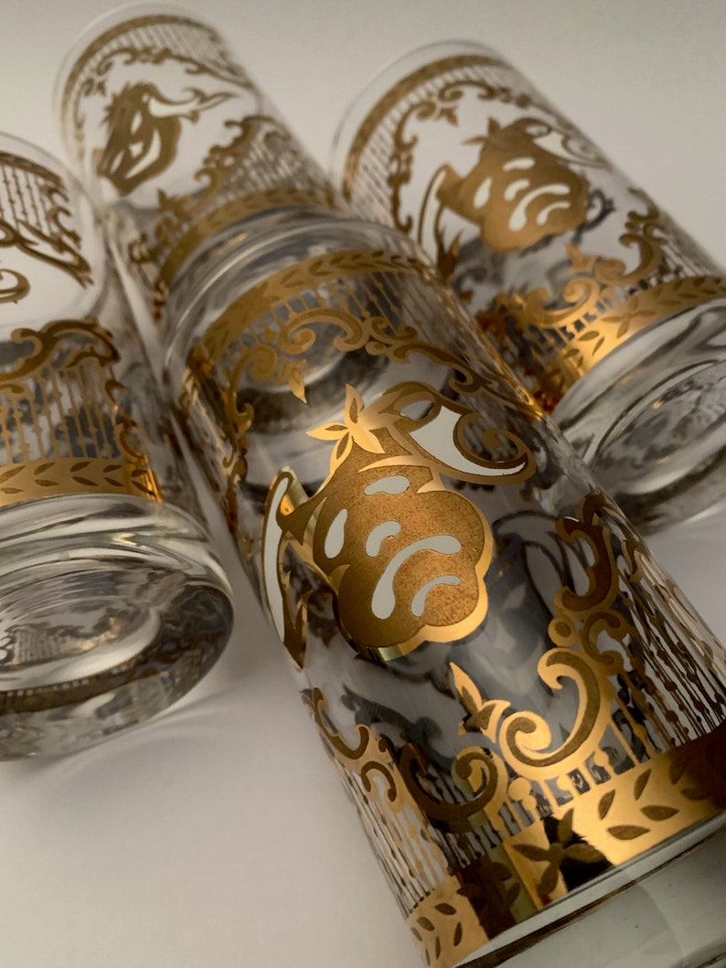 Vintage 22kt Comedy & Tragedy Theatre Mask Cocktail Highball - Etsy