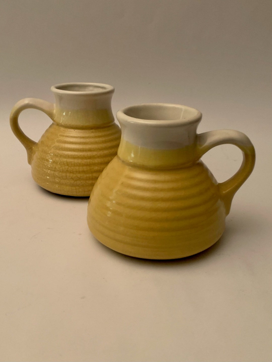 Vintage Ceramic Travel Mug Wide Base L Non Slip Belly Mug L Set of (2 ...