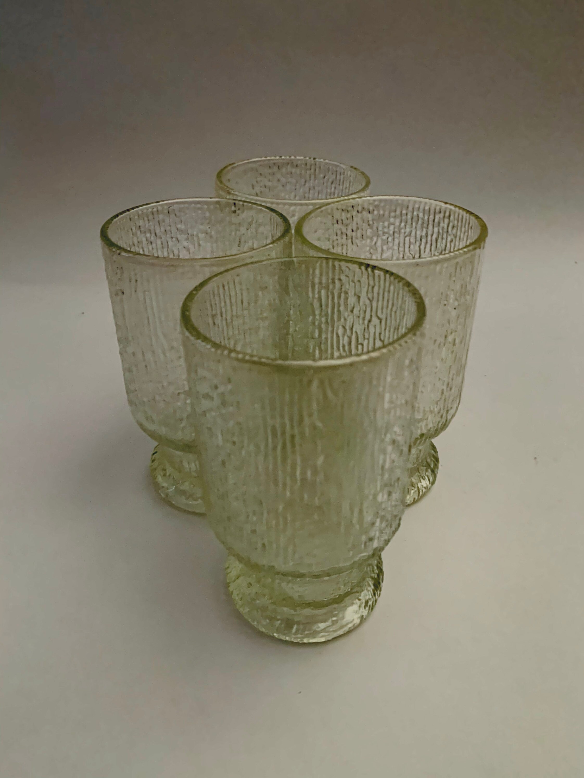 Vintage Indiana Glass Crystal Ice Textured Pedestal Juice Glasses - Set ...