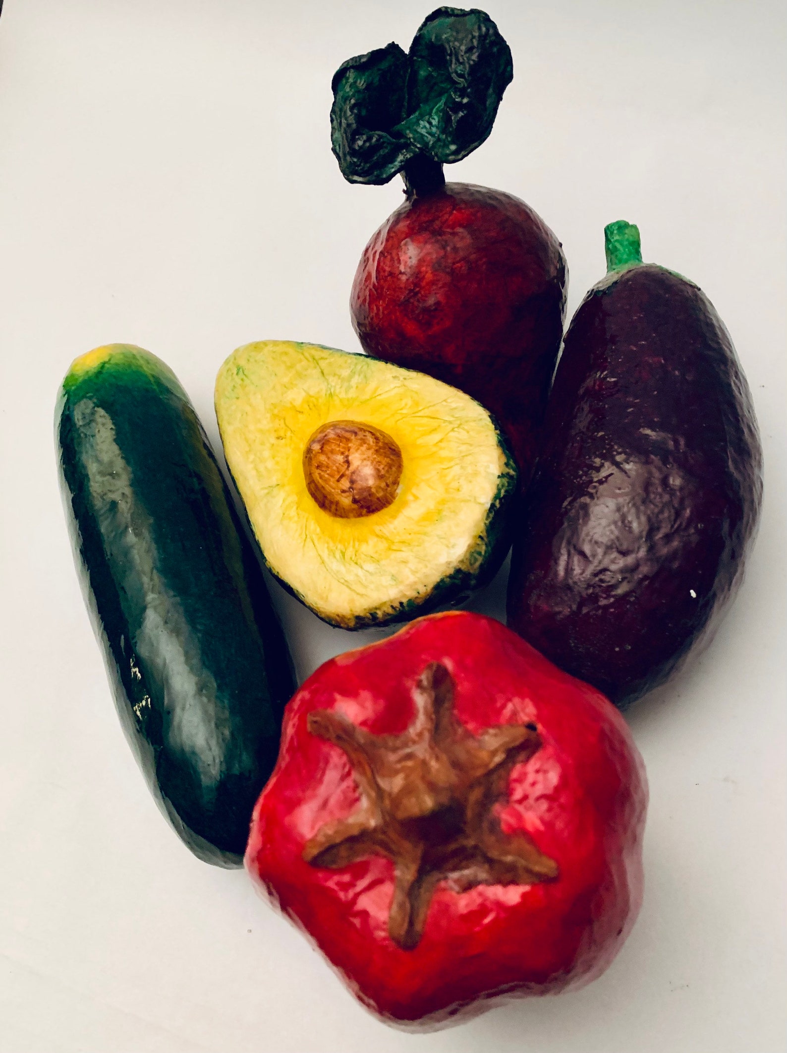 Vintage Hand Painted Paper Mache Vegetables Set of 5 - Etsy