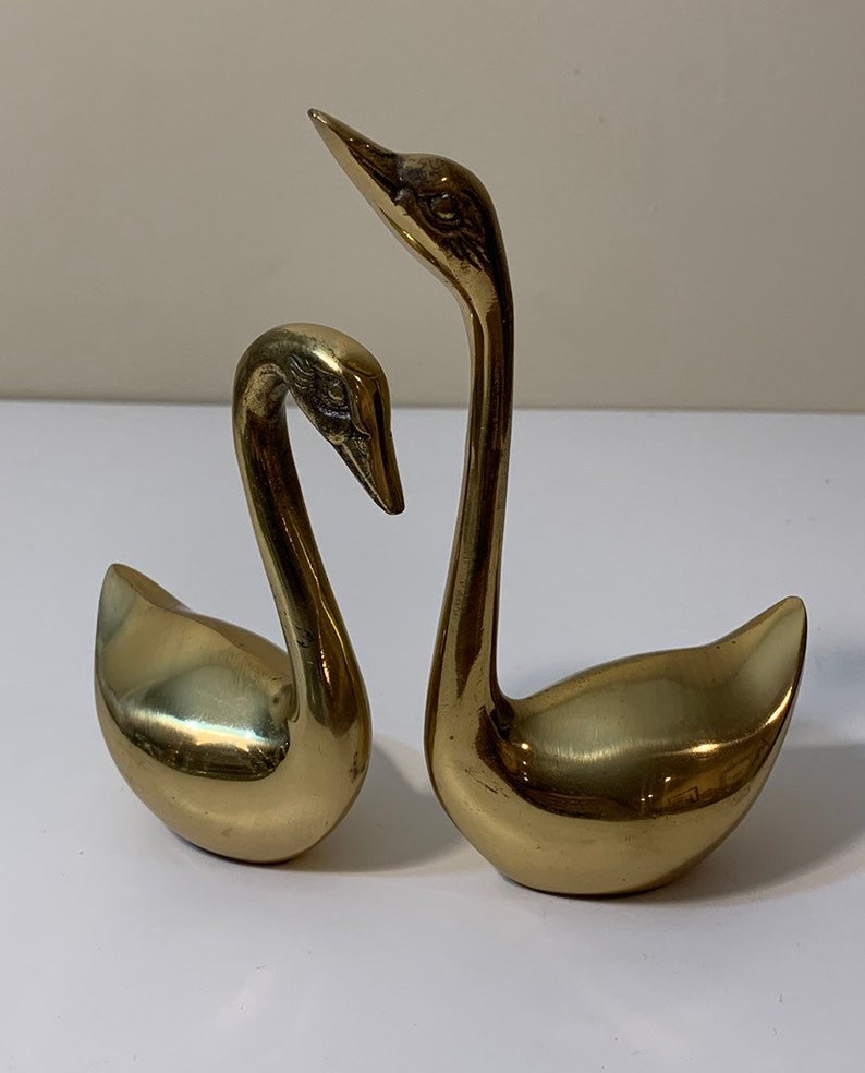 Mid-century Modern Brass Swans - Etsy