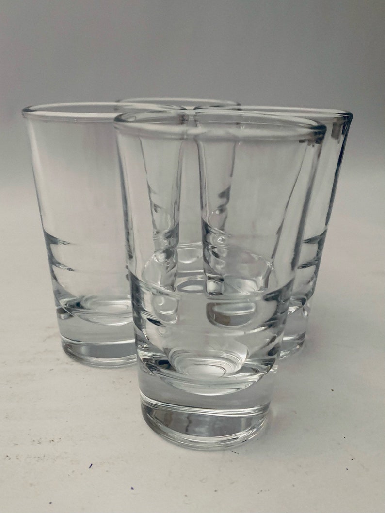 Vintage Heavy Clear Double Shot Glasses Set of 4 - Etsy