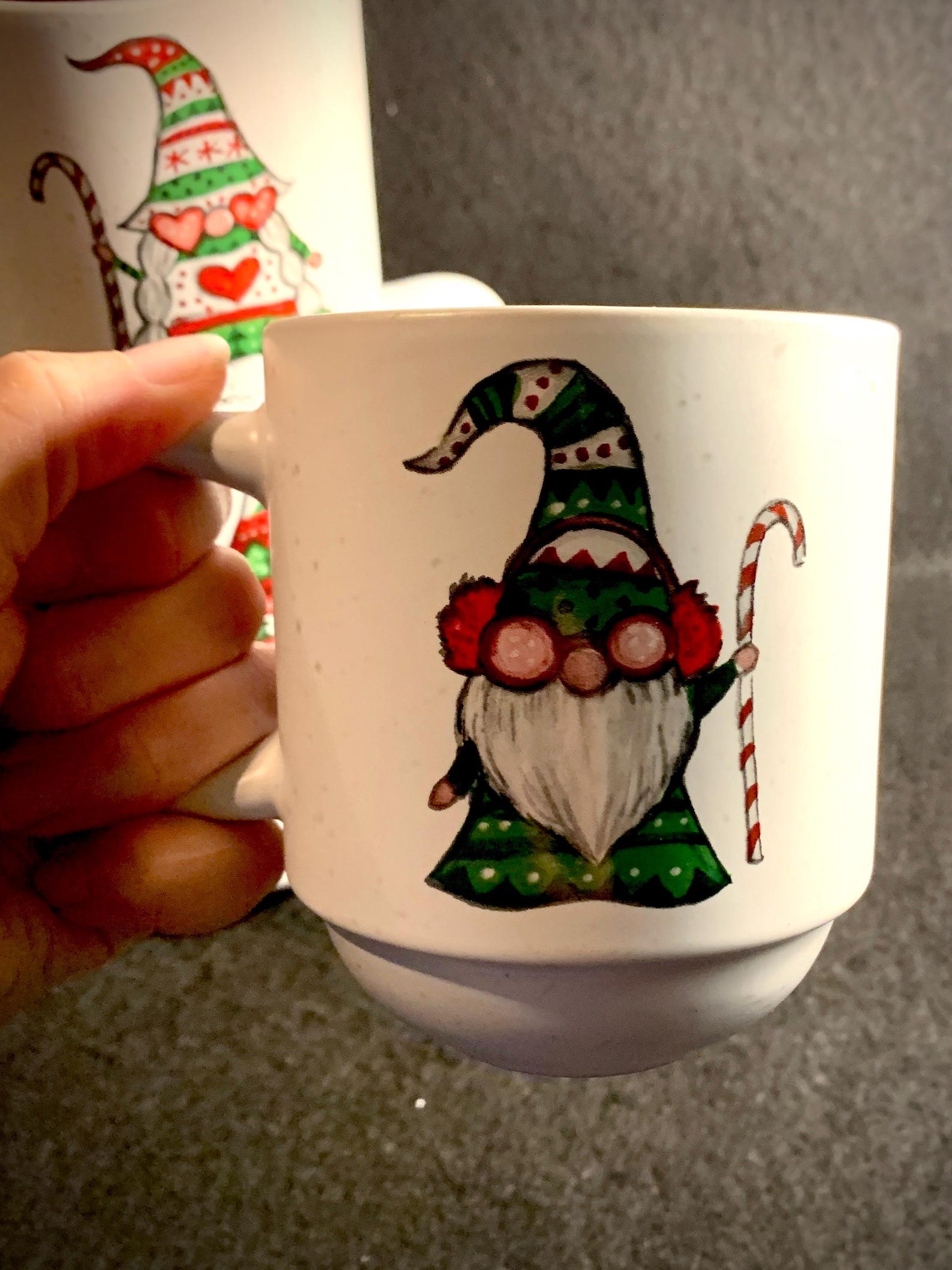 Vintage Holiday Gnome Stackable Coffee Cups in Stainless Steel Stand ...