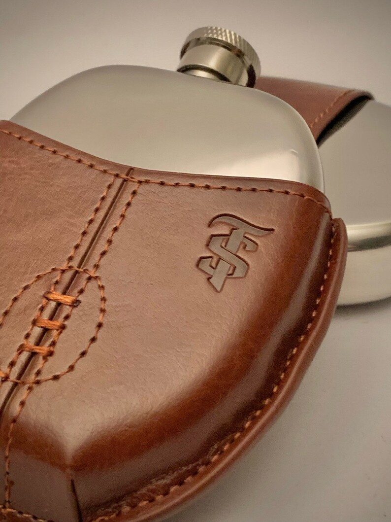 Bacardi Santa Teresa Hip Flask / Mirrored Flagon With Leather Sleeve ...