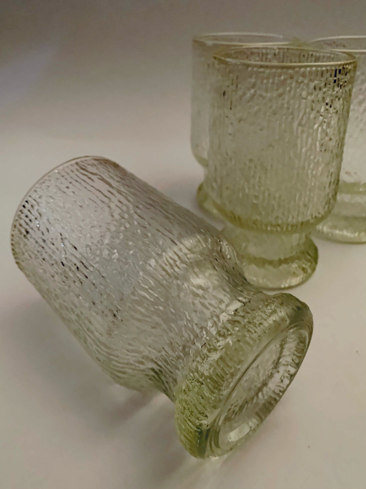 Vintage Indiana Glass Crystal Ice Textured Pedestal Juice Glasses - Set ...