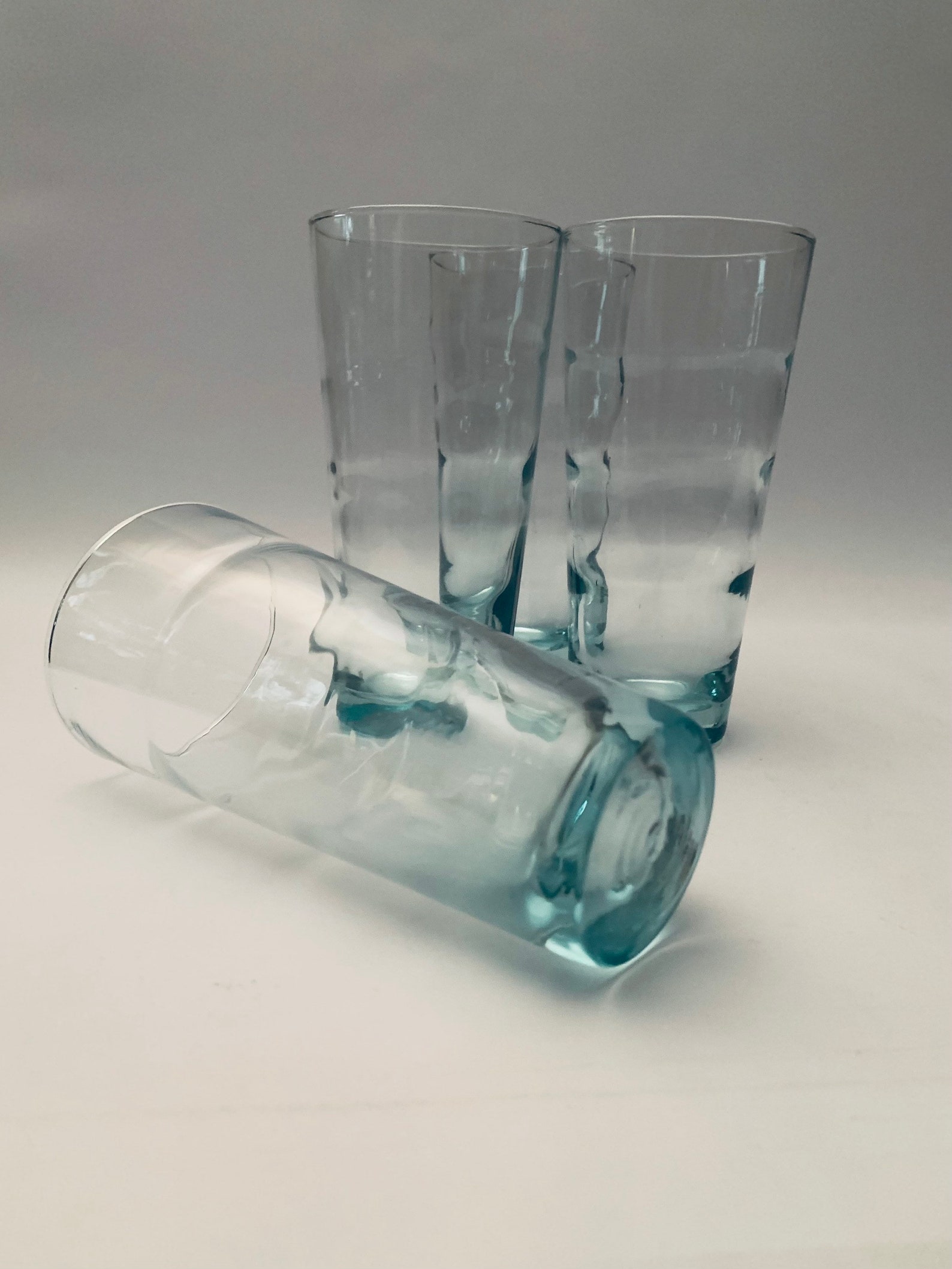 Vintage Libbey Aqua Saturn Glasses – Set of 6, Freda Diamond Ripple ...