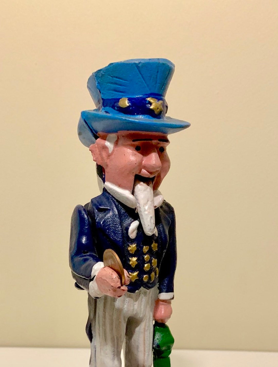 Vintage Uncle Sam Cast Iron Coin Bank - Etsy