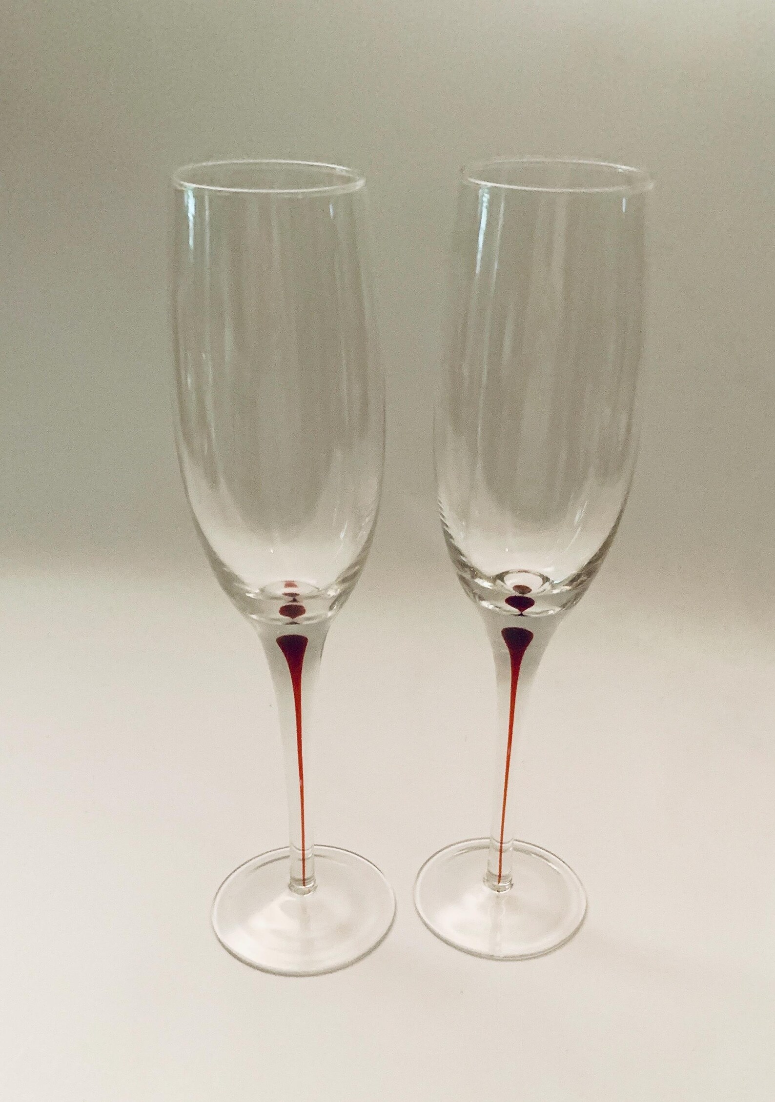 Vintage Red Drip Stem Champagne Flutes, Holiday Barware (set of 2) - Etsy