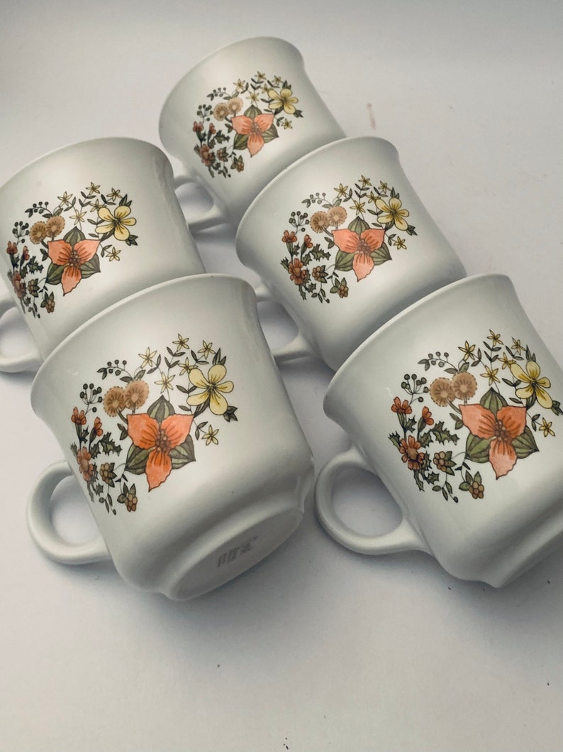 Vintage Corelle Indian Summer Coffee Mugs, Floral Tea Cups - Set of (5 ...