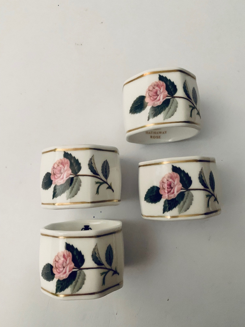 Wedgwood Bone China Hathaway Rose Napkin Rings Set of 4 | Etsy