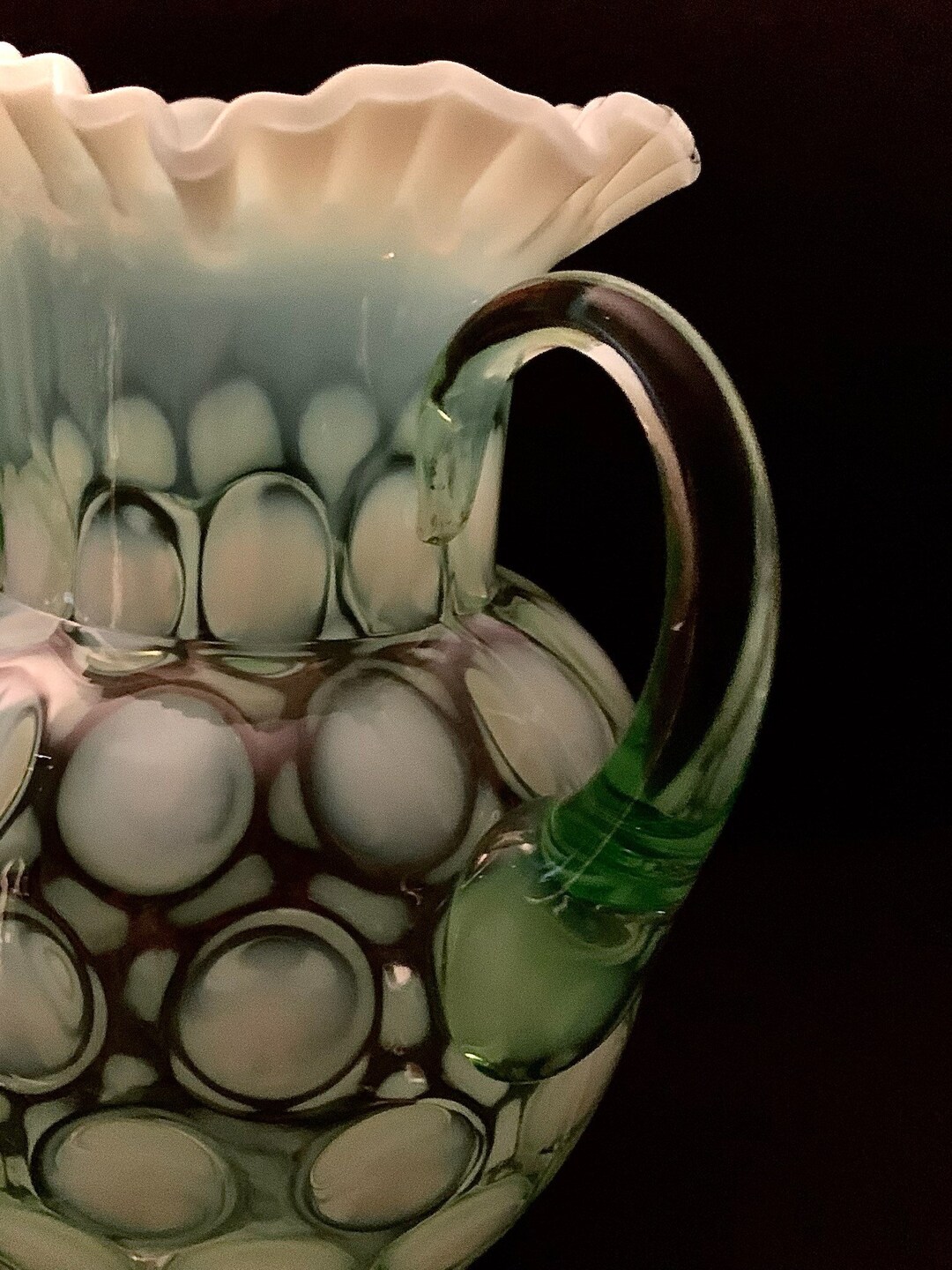 Vintage Fenton, USA, Large Uranium Glass Green Opalescent Coin Dot ...