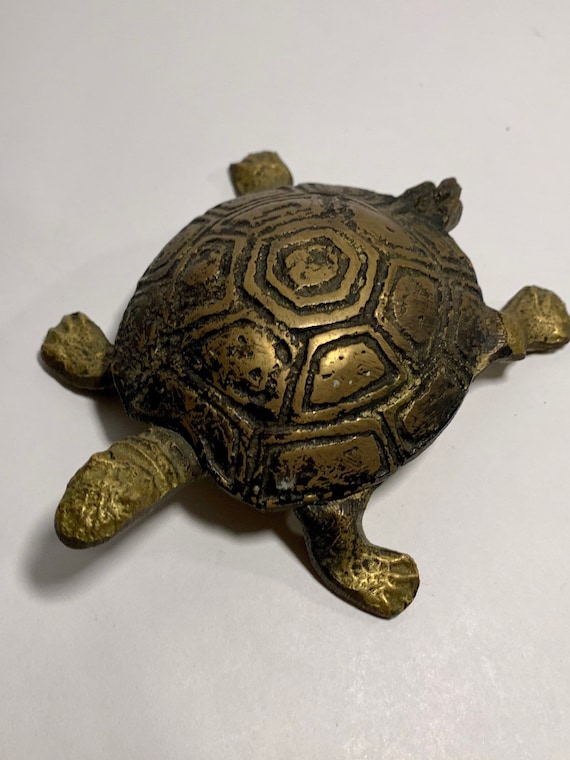 brass turtle vintage trinket - Gem
