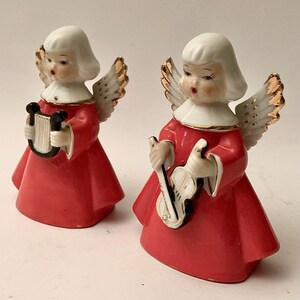 Vintage Handpainted Christmas Angel Figurines Playing Musical ...