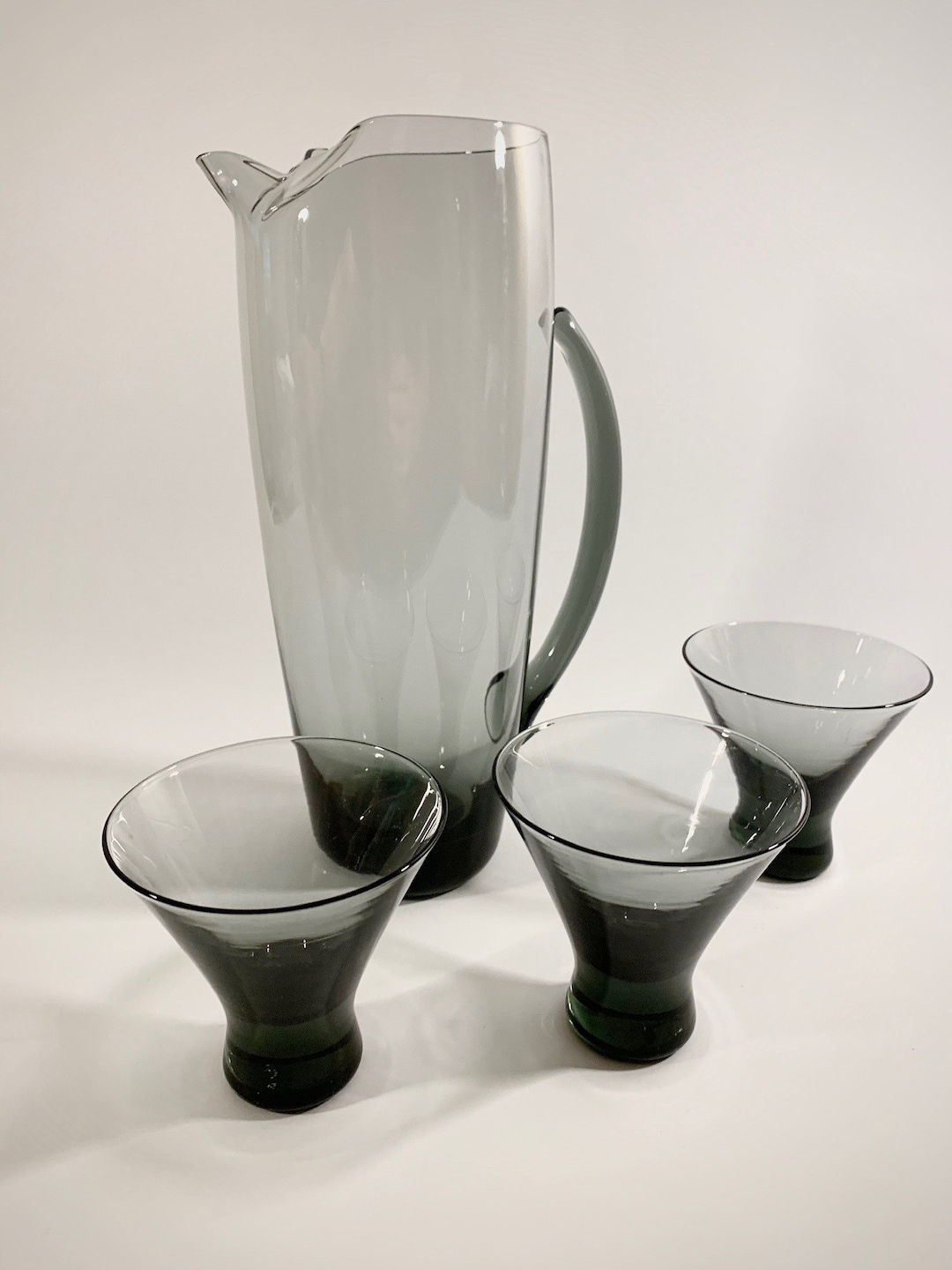 MCM Morgantown Smoke Glass Pitcher Set - Etsy