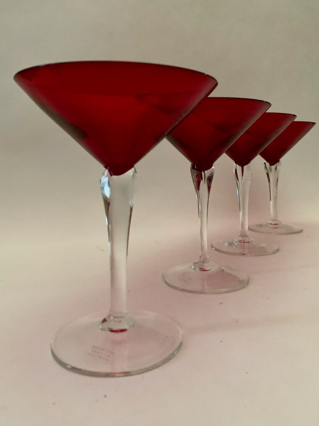 Vintage Bohemia Crystal Ruby Red Martini Glasses - Valentines Day ...