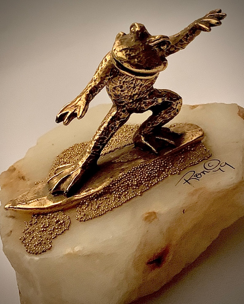 Vintage Ron Lee 1979 Signed Surfing Frog Sculpture - Etsy