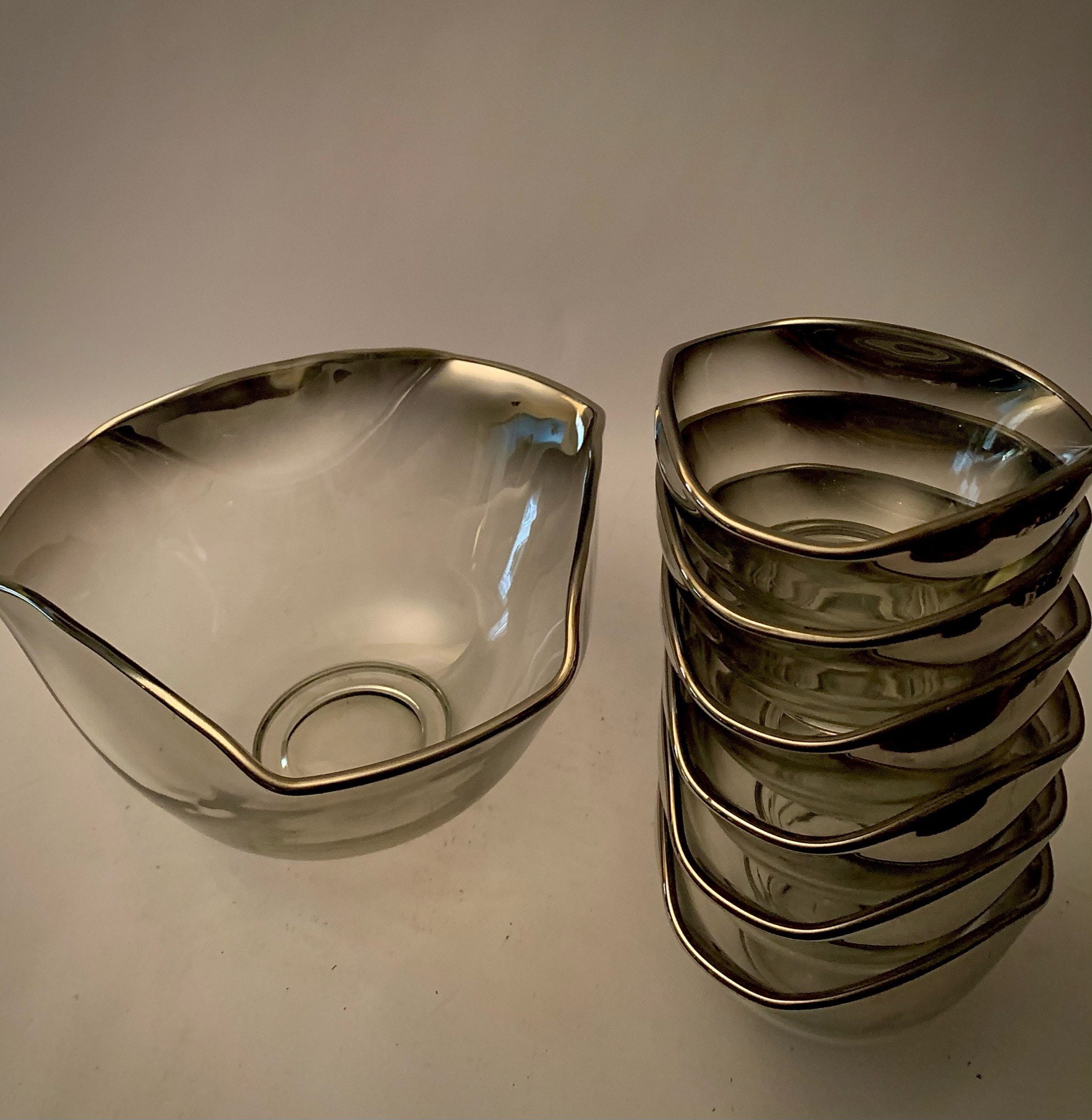 Vintage Mid Century Vitreon Queens Lusterware Silver Fade Salad Bowl ...