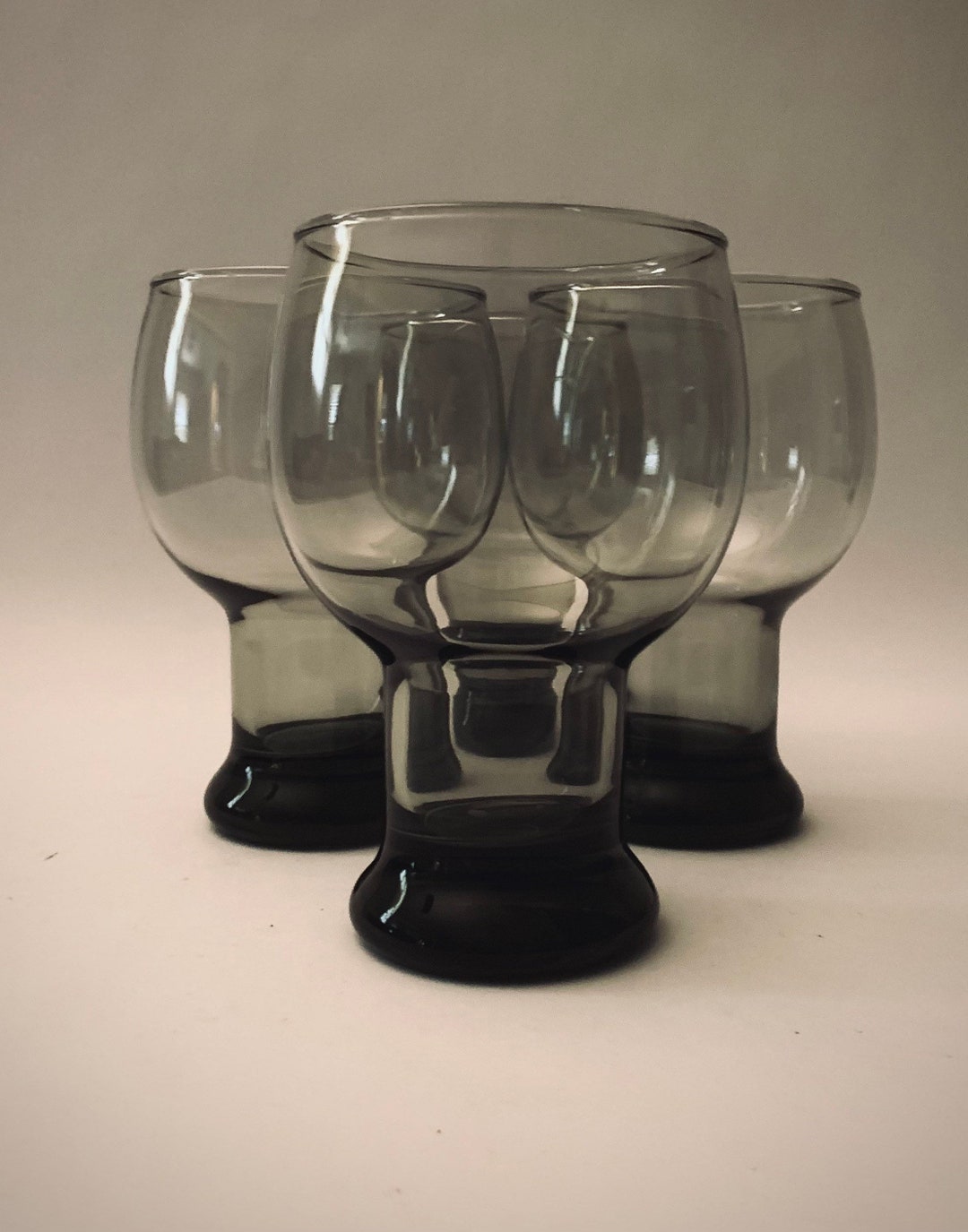 Vintage Libbey Stax Smoke Gray Glass Tumblers / Beer Glasses - Set of ...