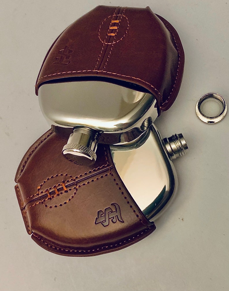 Bacardi Santa Teresa Hip Flask / Mirrored Flagon With Leather Sleeve ...