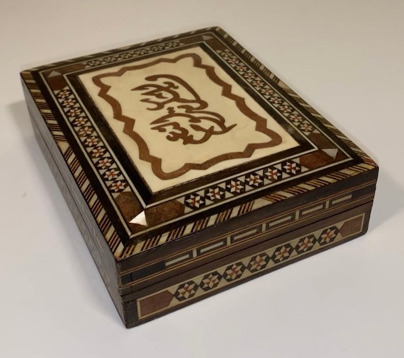 Vintage Handmade Marquetry Inlaid Wooden Box - Etsy