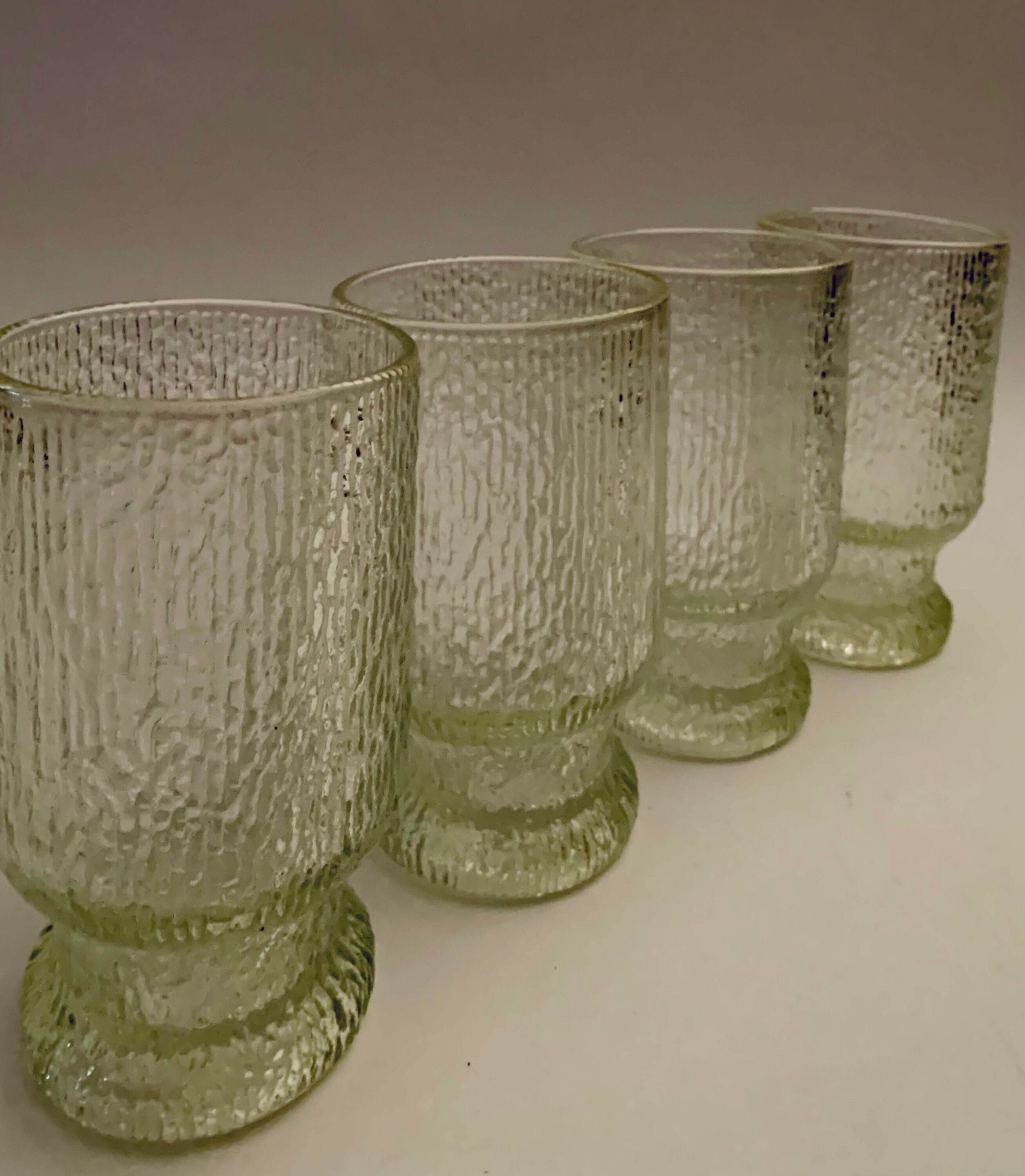 Vintage Indiana Glass Crystal Ice Textured Pedestal Juice Glasses - Set ...