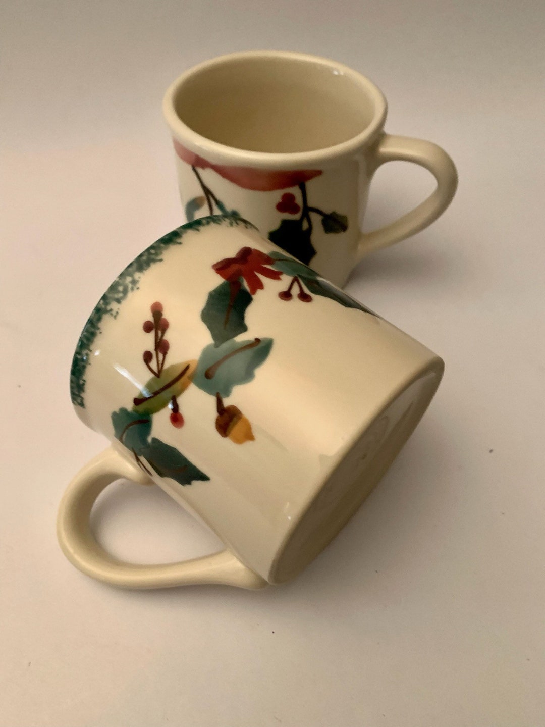 Vintage Hartstone Pottery Hand Painted Winter Holiday Stoneware Coffee ...
