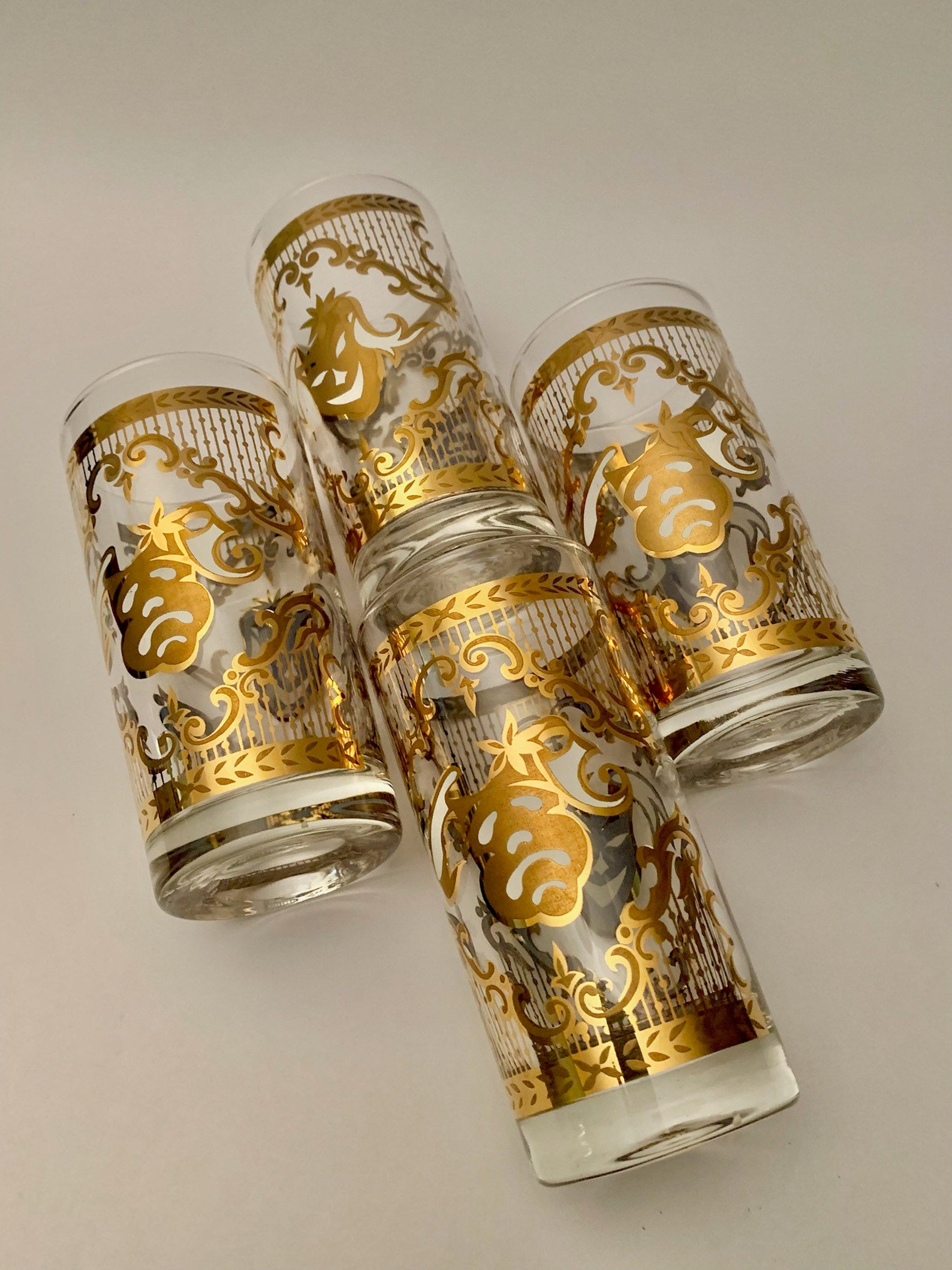 Vintage 22kt Comedy & Tragedy Theatre Mask Cocktail Highball - Etsy