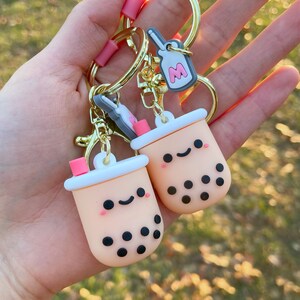 Cute Keychain, Boba Tea Keychain, Mini Cute Keychain, Keyring Keychain ...