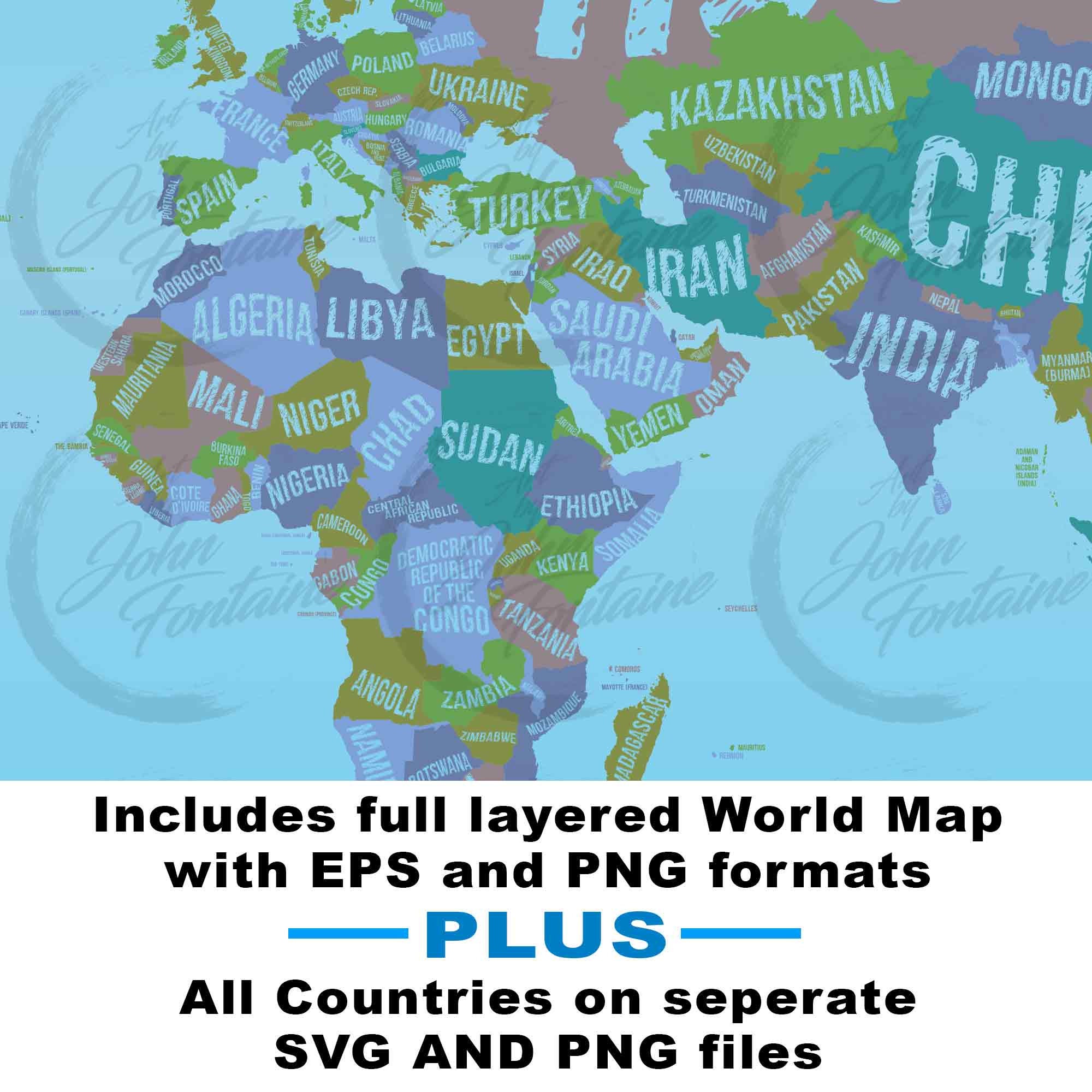Vector Earth Map, World Map, World Map Digital, Typography Map, Country ...