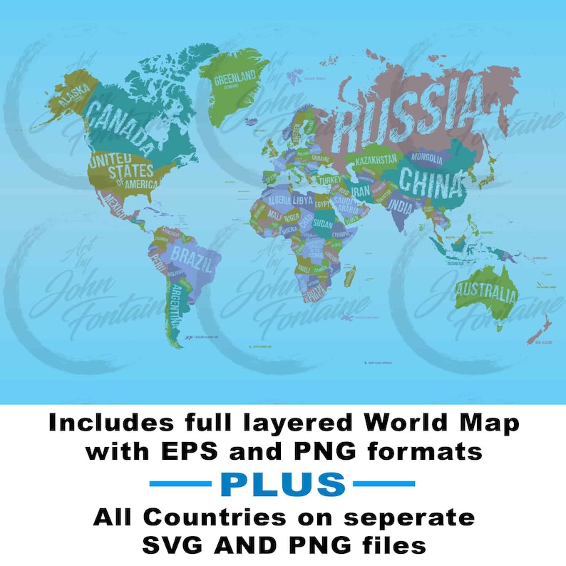 Vector Earth Map, World Map, World Map Digital, Typography Map, Country ...