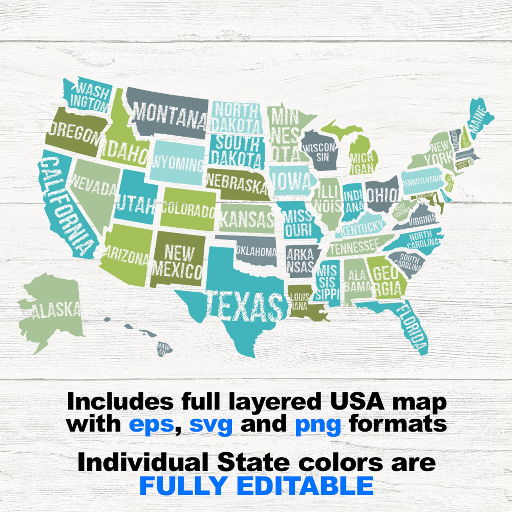 50 States Eps, 50 States Svg, United States Svg, USA Svg, States ...