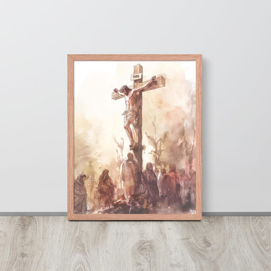 Crucifixion of Our Lord Watercolor Print, Sorrowful Mysteries ...
