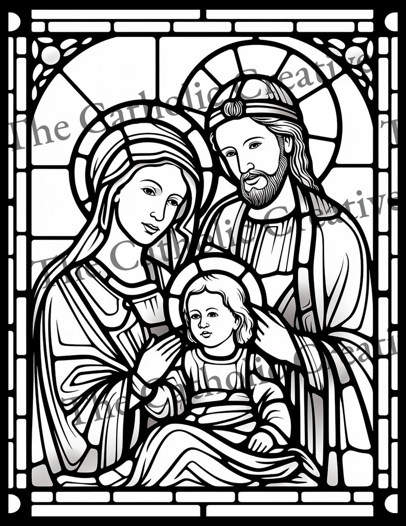 Holy Family Coloring Pages, Catholic Art (digital Download) - Etsy