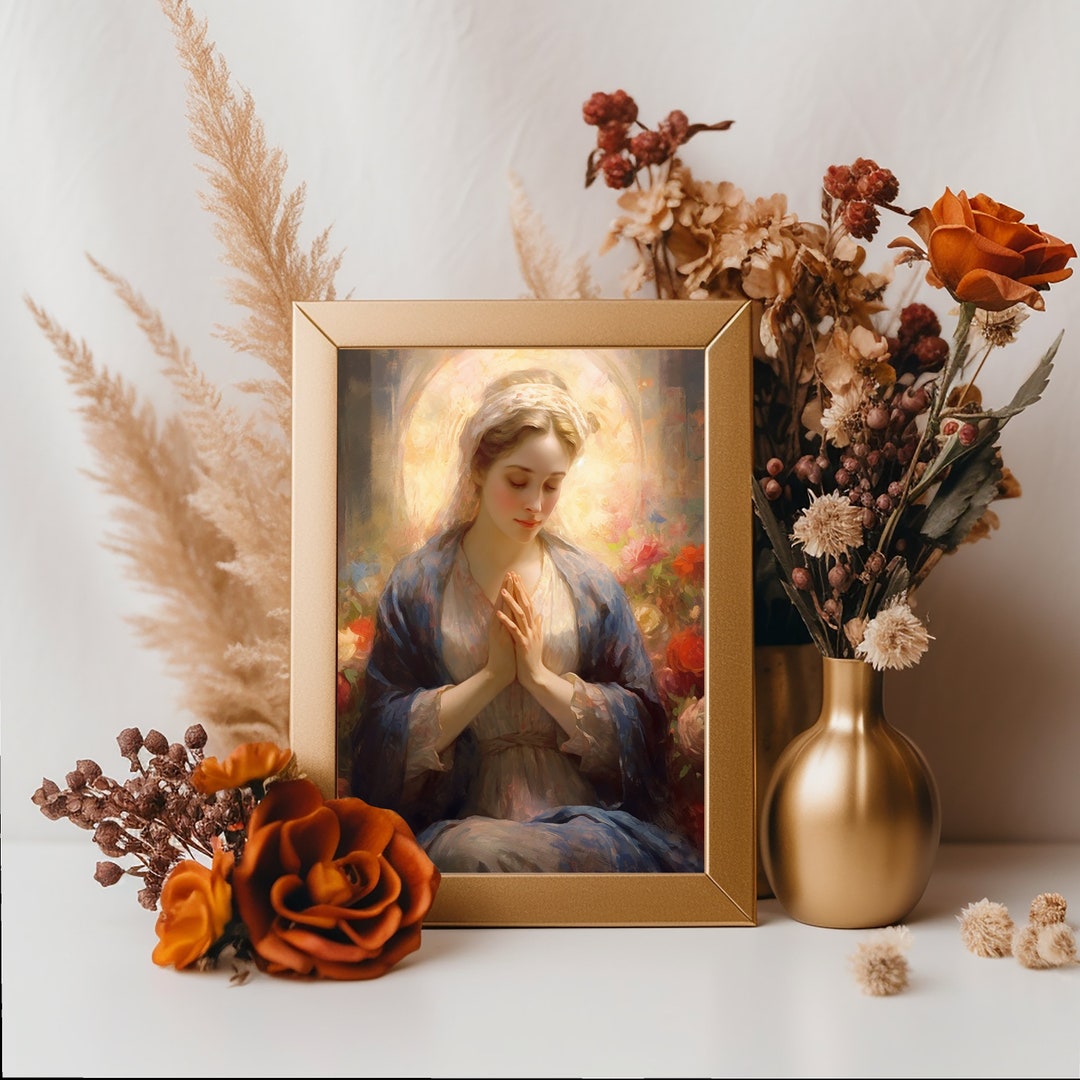 Blessed Virgin Mary Wall Art, Catholic Printable, Clipart, Digital ...