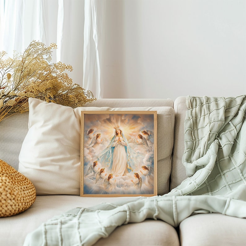 Virgin Mary Queen of Heaven Watercolor Art Print (digital Download) - Etsy