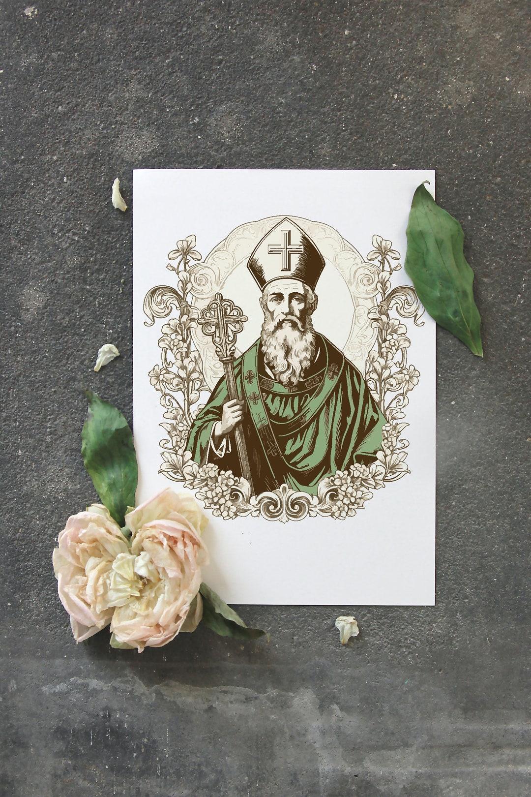St Patrick of Ireland Art Printable, Catholic Art Print, Saints Art, St ...