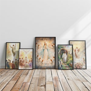 Glorious Mysteries Rosary Watercolor Art Print Set: Catholic Wall Decor ...