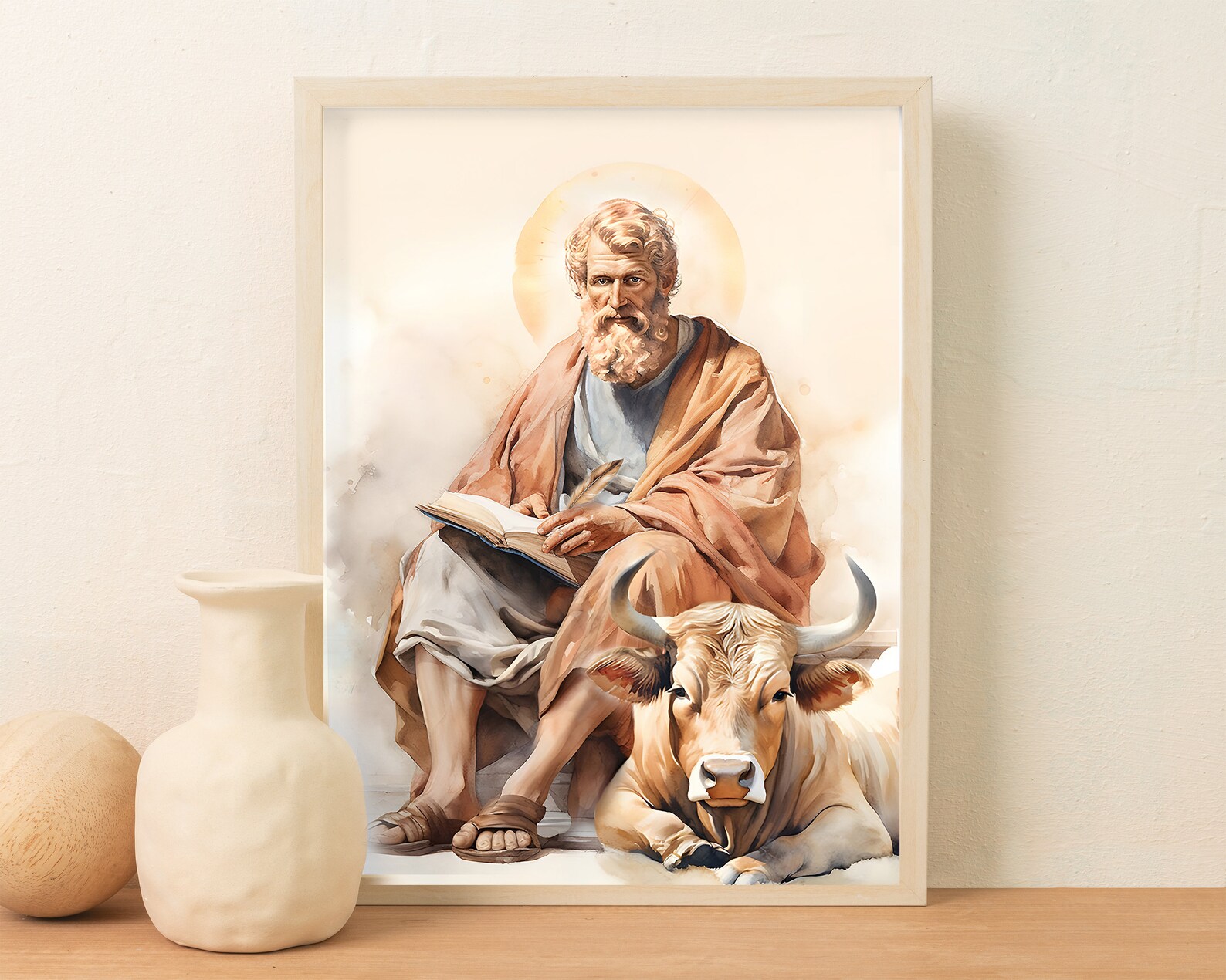 St Luke the Apostle Watercolor Print, Catholic Art (digital Download ...